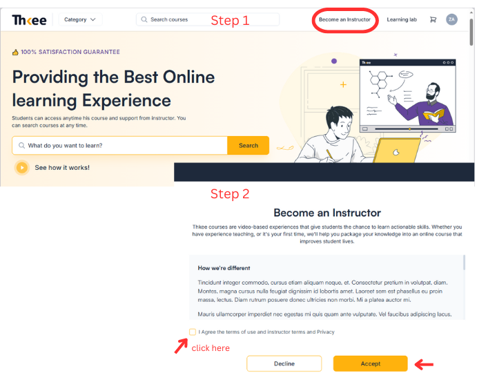 How to Set up Your Instructor Account – Help Center | Thkee