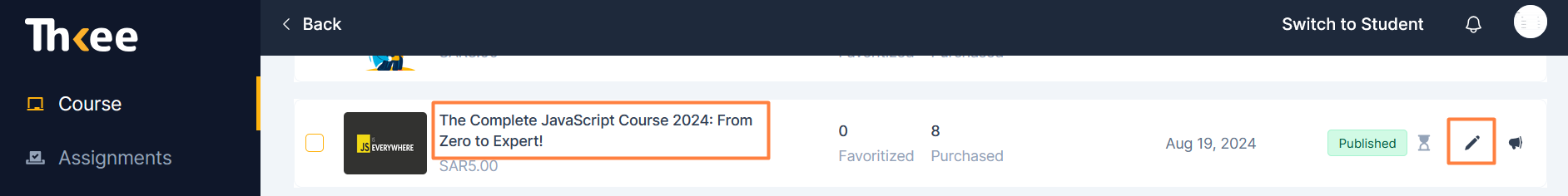 Navigating the Course Management Dashboard – Help Center | Thkee